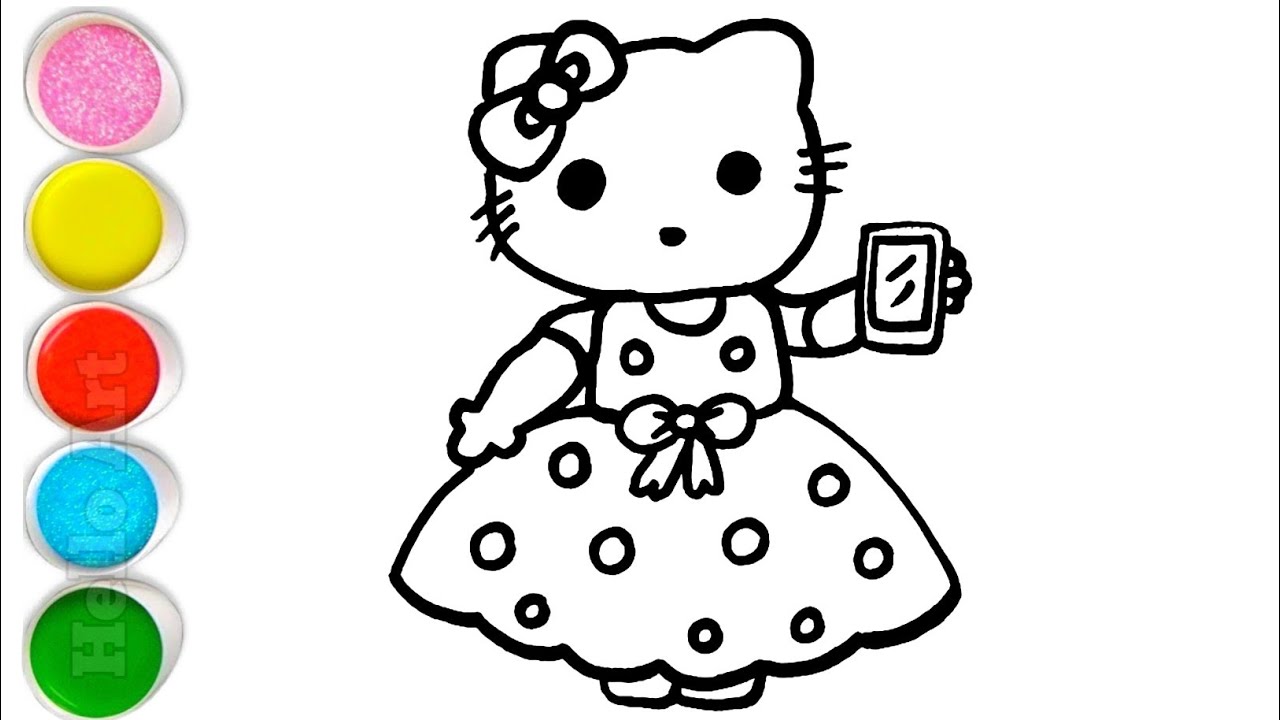 Hello Kitty Dress Drawing, Painting & Coloring For Kids, Toddlers_How ...