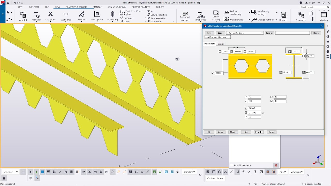 Development and Cutting Details for 406 x 178 UB,Castellated Beam - YouTube
