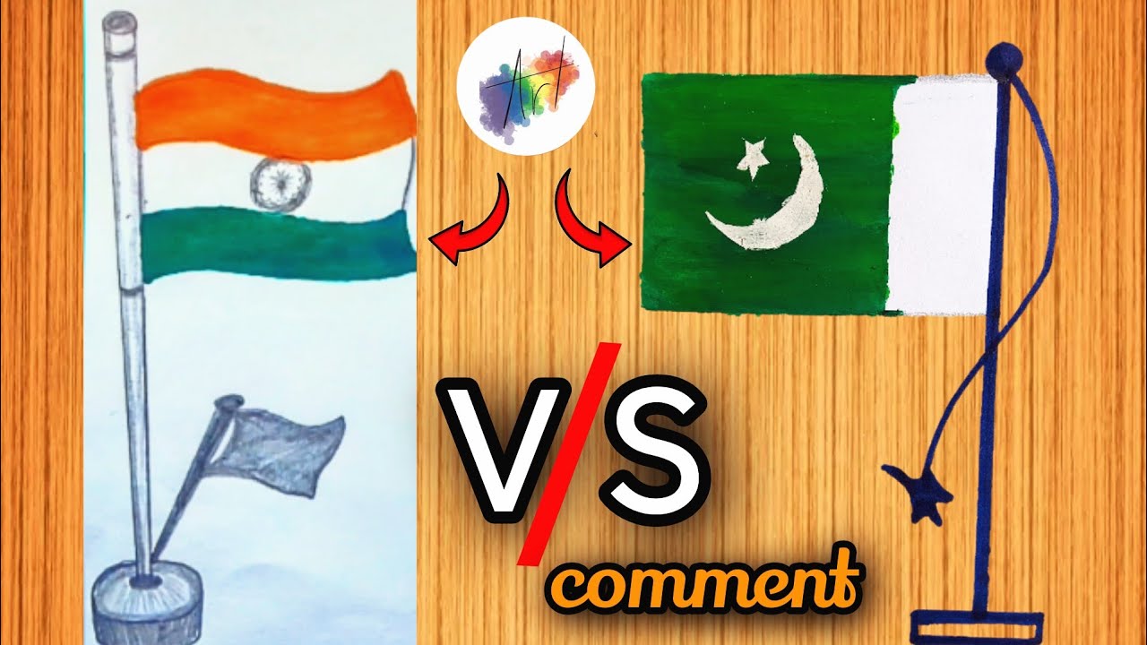 India VS pakistan flag | how to draw a flag | colour flag easy drawing ...