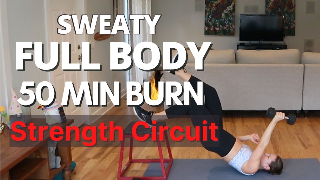 Full Body Strength Workout With Dumbbells | 50 MIN At Home Build Muscle ...