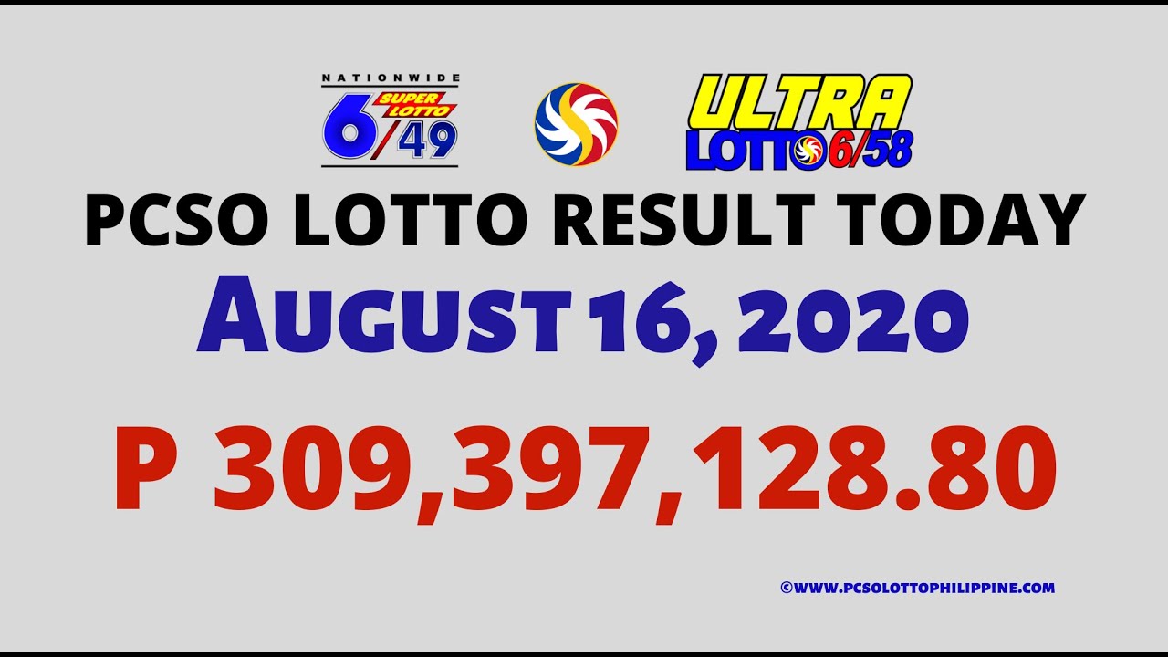 PCSO Lotto Results Today August 16 2020 | 6/49 and 6/58 Lotto Results ...