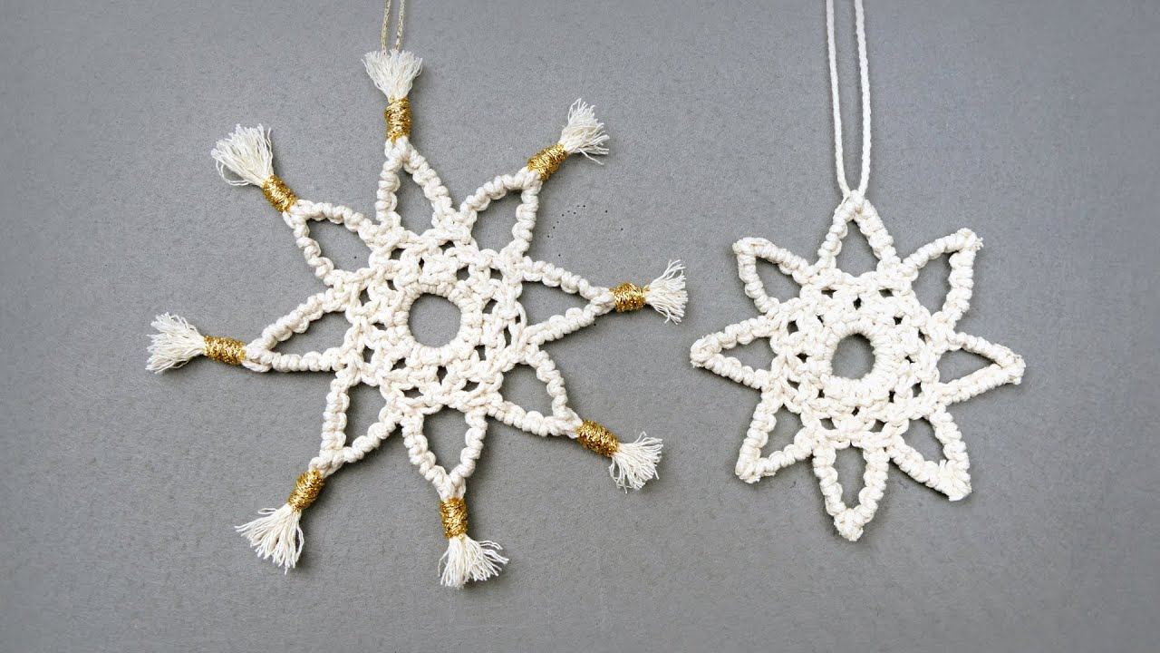 DIY 8-RAY STAR MACRAMÉ SNOWFLAKE ORNAMENT TUTORIAL - YouTube