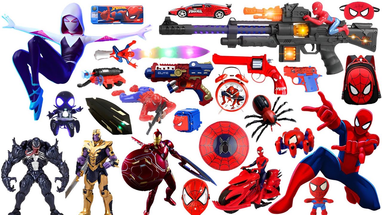 Marvel series Unboxing, Spider-Man toy set, Spider-Man electric toy gun ...