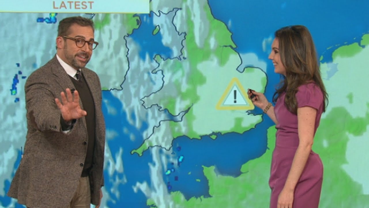 Anchorman's Steve Carell interrupts Daybreak weather update in UK - YouTube