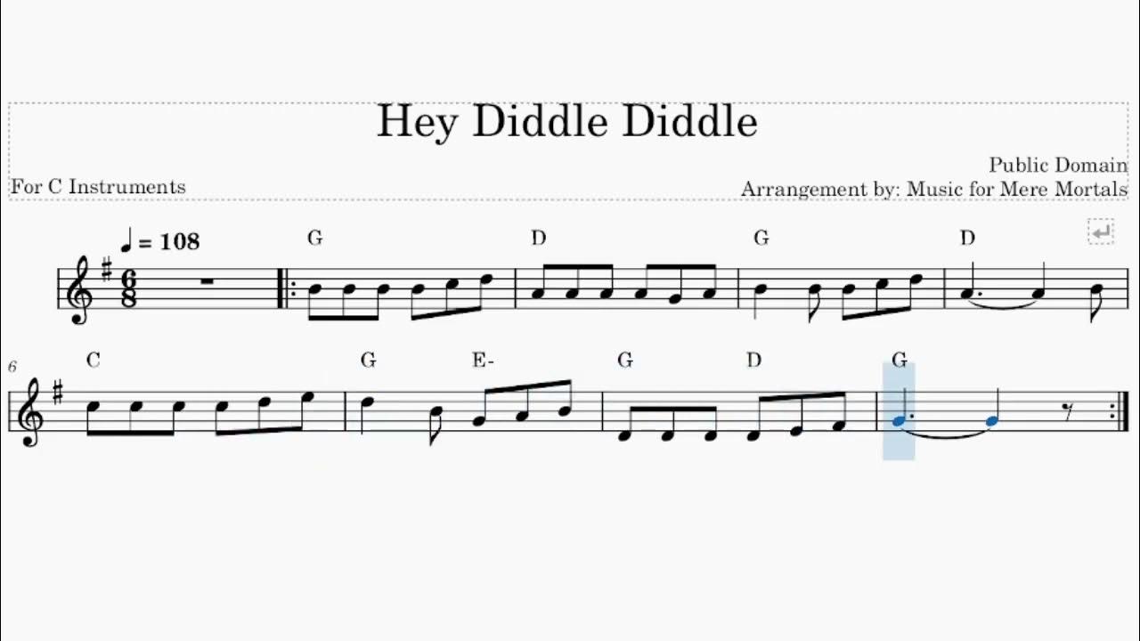 Hey Diddle Diddle - Beginner - Play Along for C Instruments - YouTube