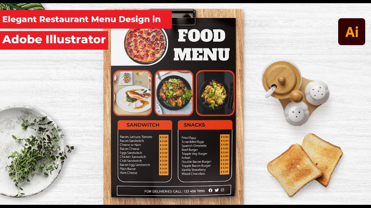 How To Design An Elegant Menu Design In Adobe Illustrator - YouTube