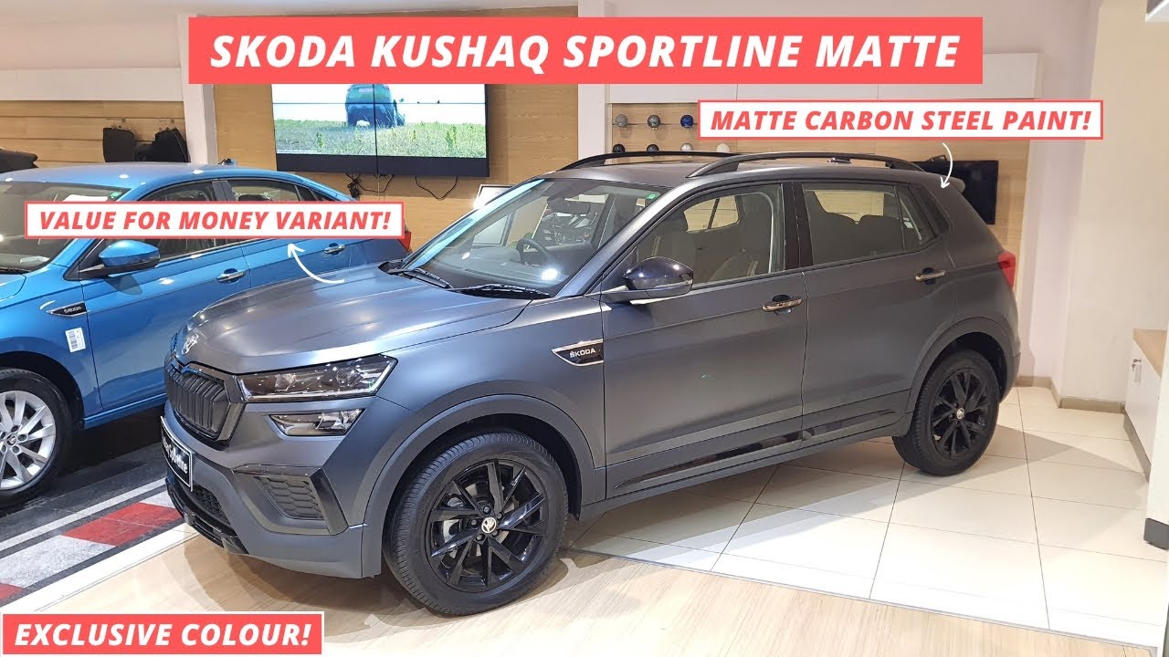 1st on Youtube! Skoda Kushaq Sportline 2025 Matte Carbon Steel | Kushaq ...