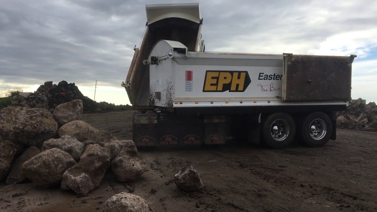 EPH Truck & Super Dog Trailer tipping rock - YouTube