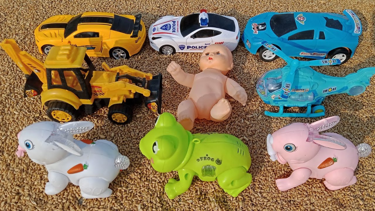 gadi wala cartoon | toy helicopter ka video | tractor, dumper truck ...