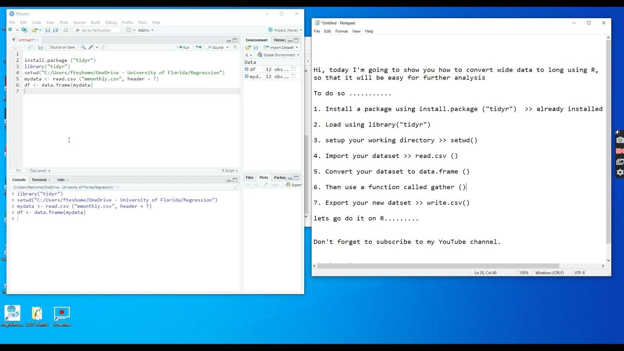 How to convert wide CSV/Excel data to long in R | Tidyr Package - YouTube