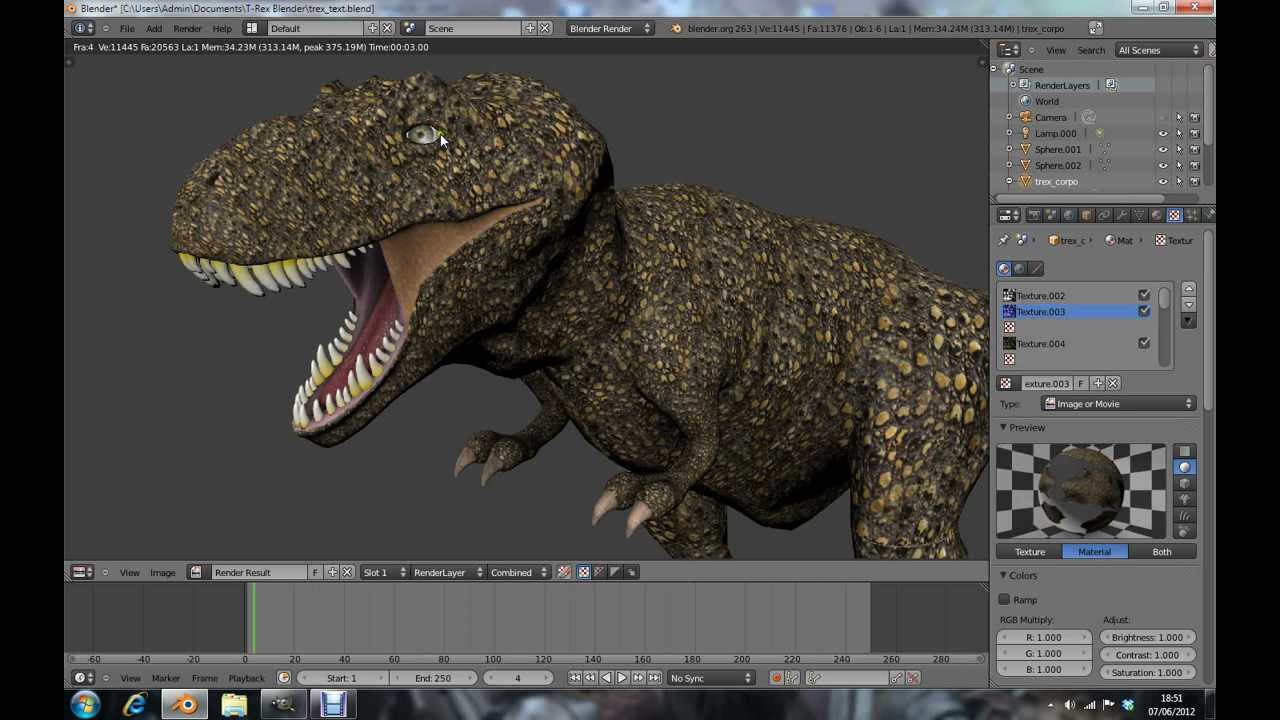 Tiranosauro Rex - Fazendo mapeamento UV, normal maps e textura - parte ...