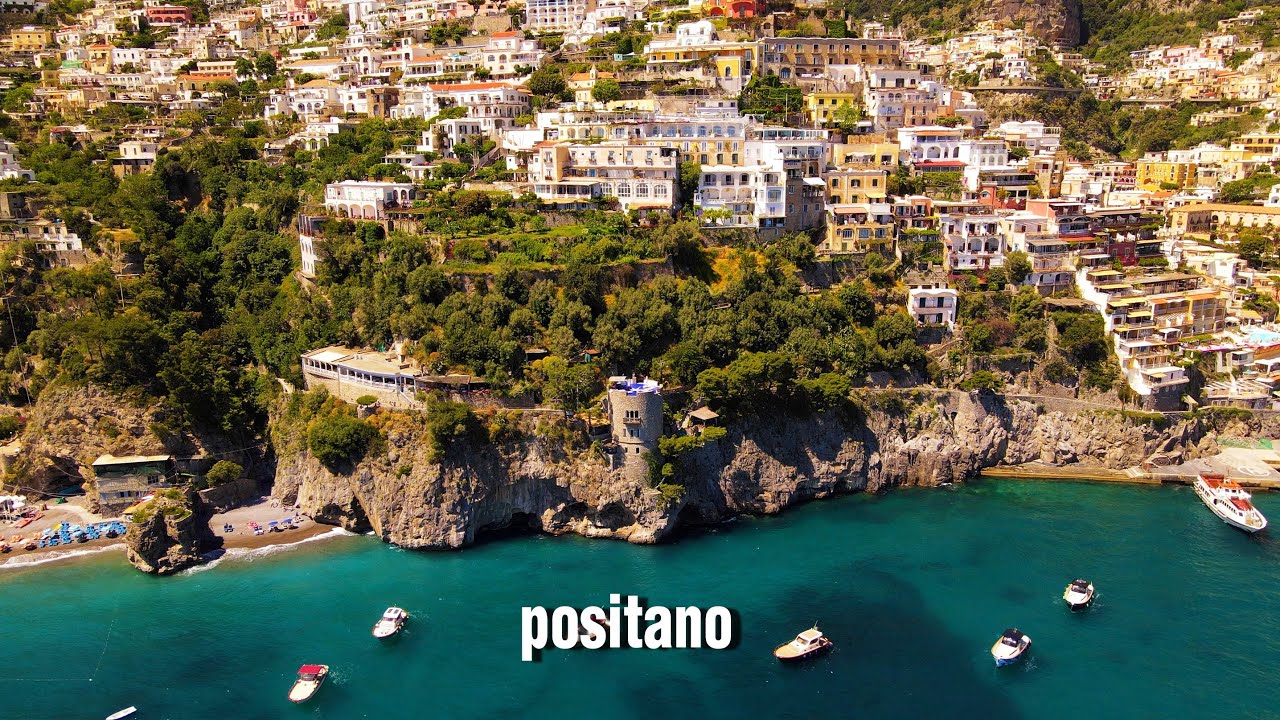 Aerial drone view of Positano, Amalfi coast, Italy - YouTube