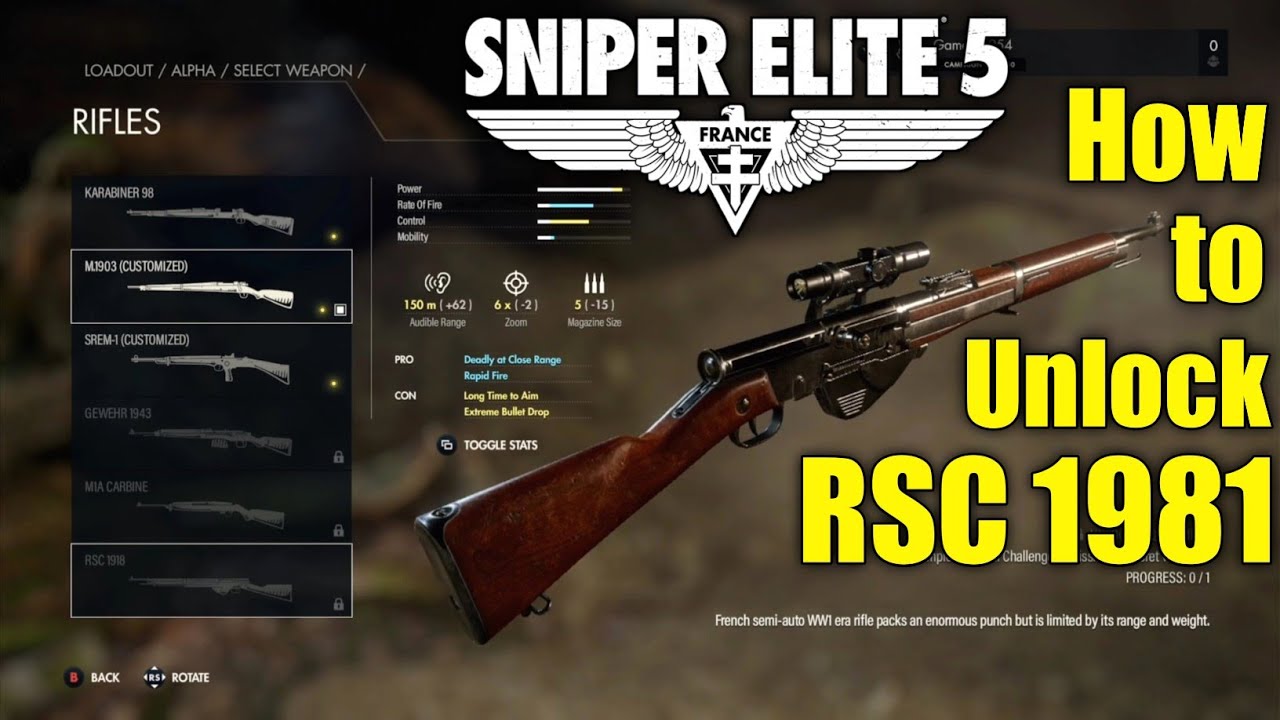 How to Unlock RSC 1918 Sniper Rifle SNIPER ELITE 5 RSC 1918 Sniper ...