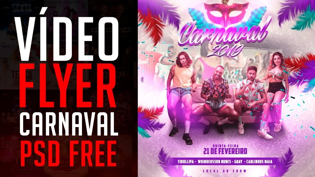 Como Criar Flyer Animado no PHOTOSHOP - PSD FREE (CARNAVAL) - YouTube