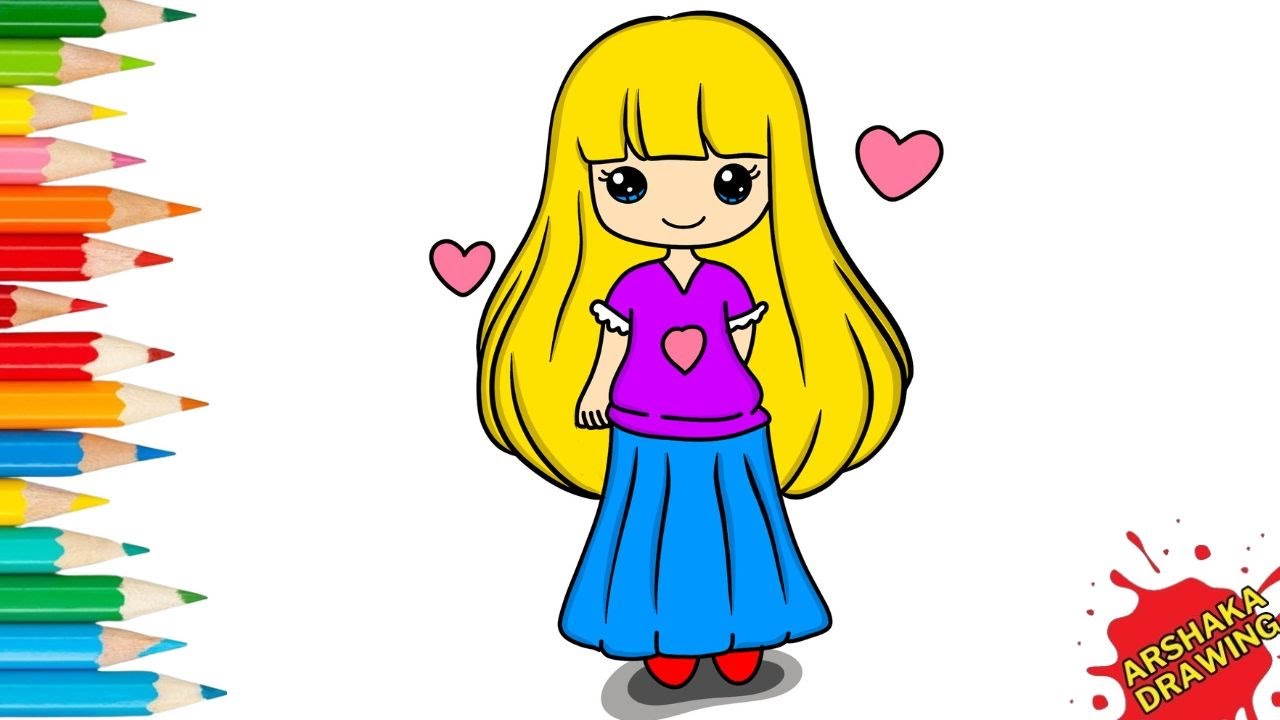 Drawing Cute Girl with Yellow Hair Easy Step by Step | Kawaii - YouTube