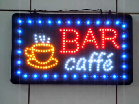 Insegna a LED in movimento Bar Caffé - YouTube