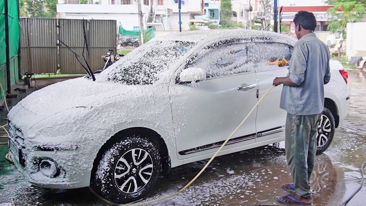Dirty MARUTI Swift Dzire Car Wash with high pressure washer spray gun ...