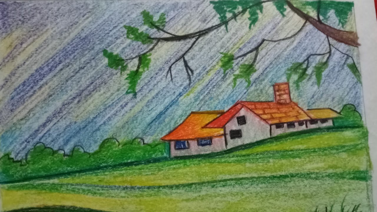 Easy scenery drawing #oilpastel #oilpasteldrawing #scenerydrawing # ...