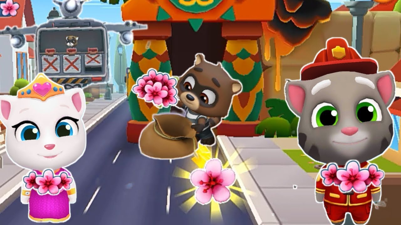 Talking Tom Gold Run gameplay | Flower power Boss VS Princess Angela ...
