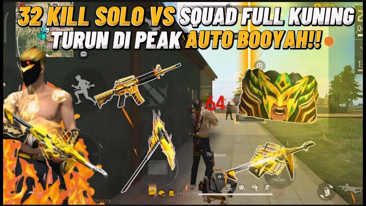 32 KILL SOLO VS SQUAD FULL SET KUNING!! TURUN PEAK AUTO BOOYAH!! - YouTube