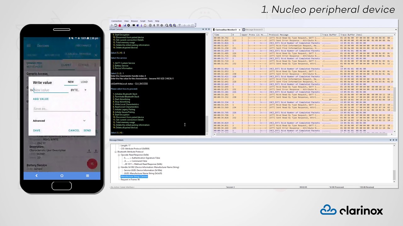 ClarinoxBlue demonstration on STM32WB55 Nucleo68 - YouTube