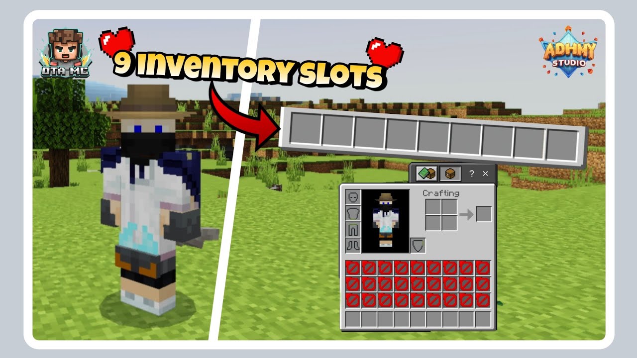 Minecraft but you only have 9 inventory slots challange add-on 😲 - YouTube