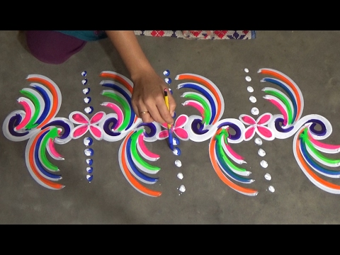 Easy border rangoli designs//creative muggulu designs for borders ...
