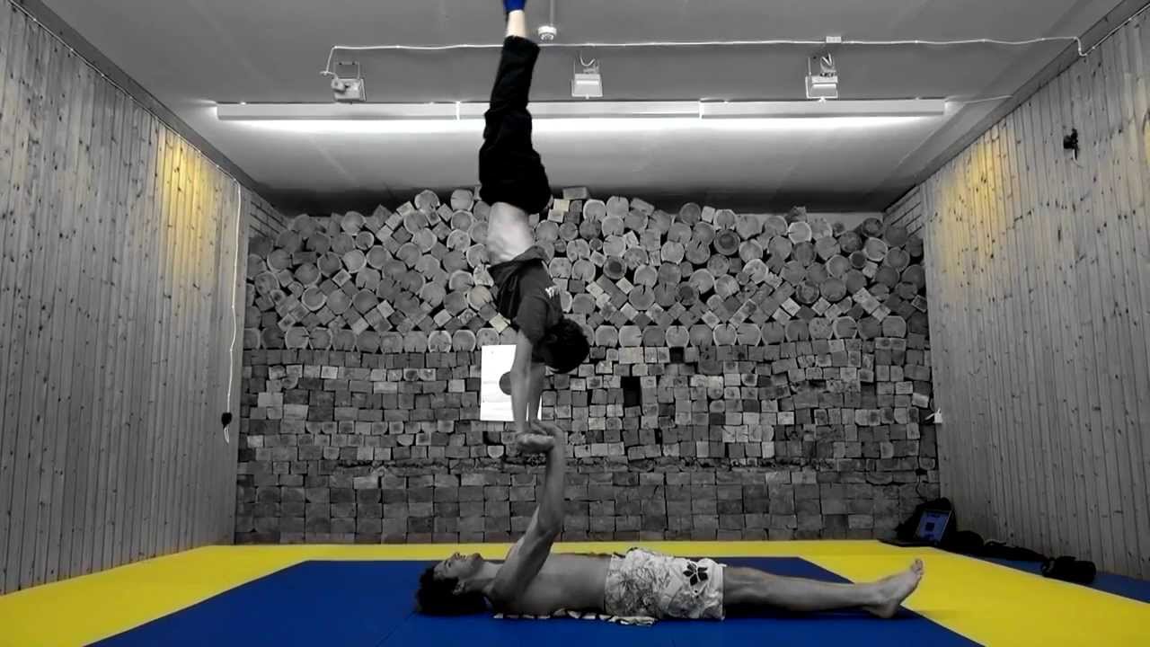 Hand to hand Acro-yoga handstand tryout - YouTube