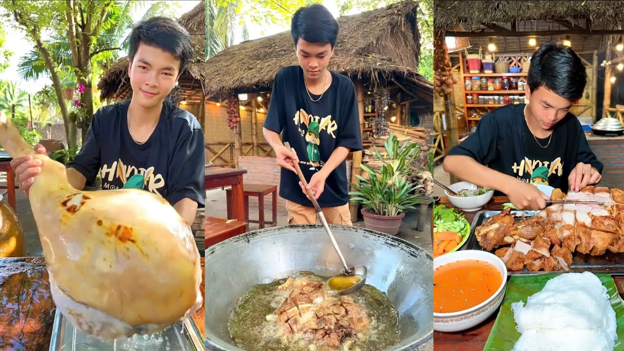 Amazing cooking skill: Chef Ny fry pig leg crispy with noodle and ...