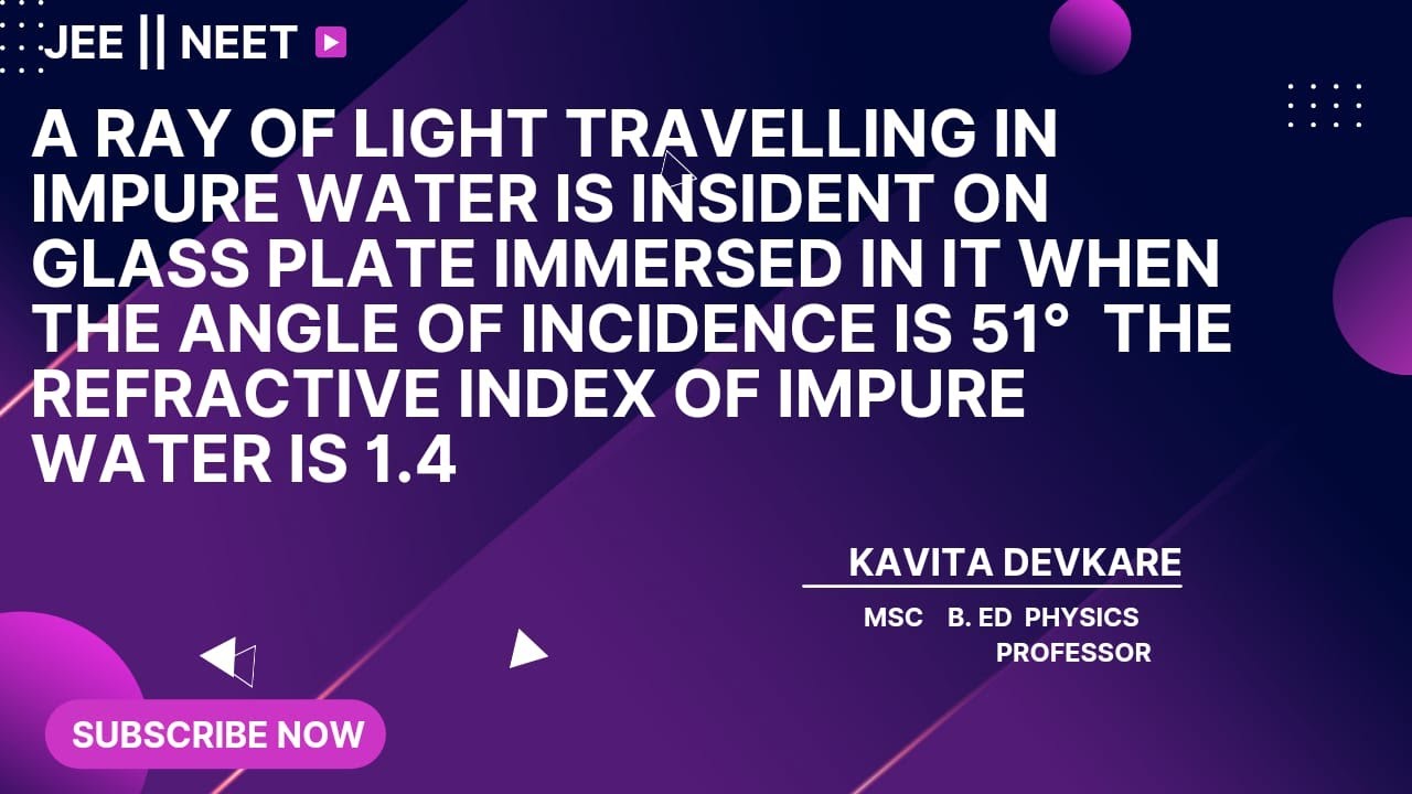 A Ray Of Light Travelling In Impure Water Is Insident On Glass Place ...