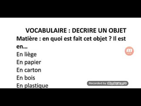 Vocabulaire : décrire un objet - YouTube