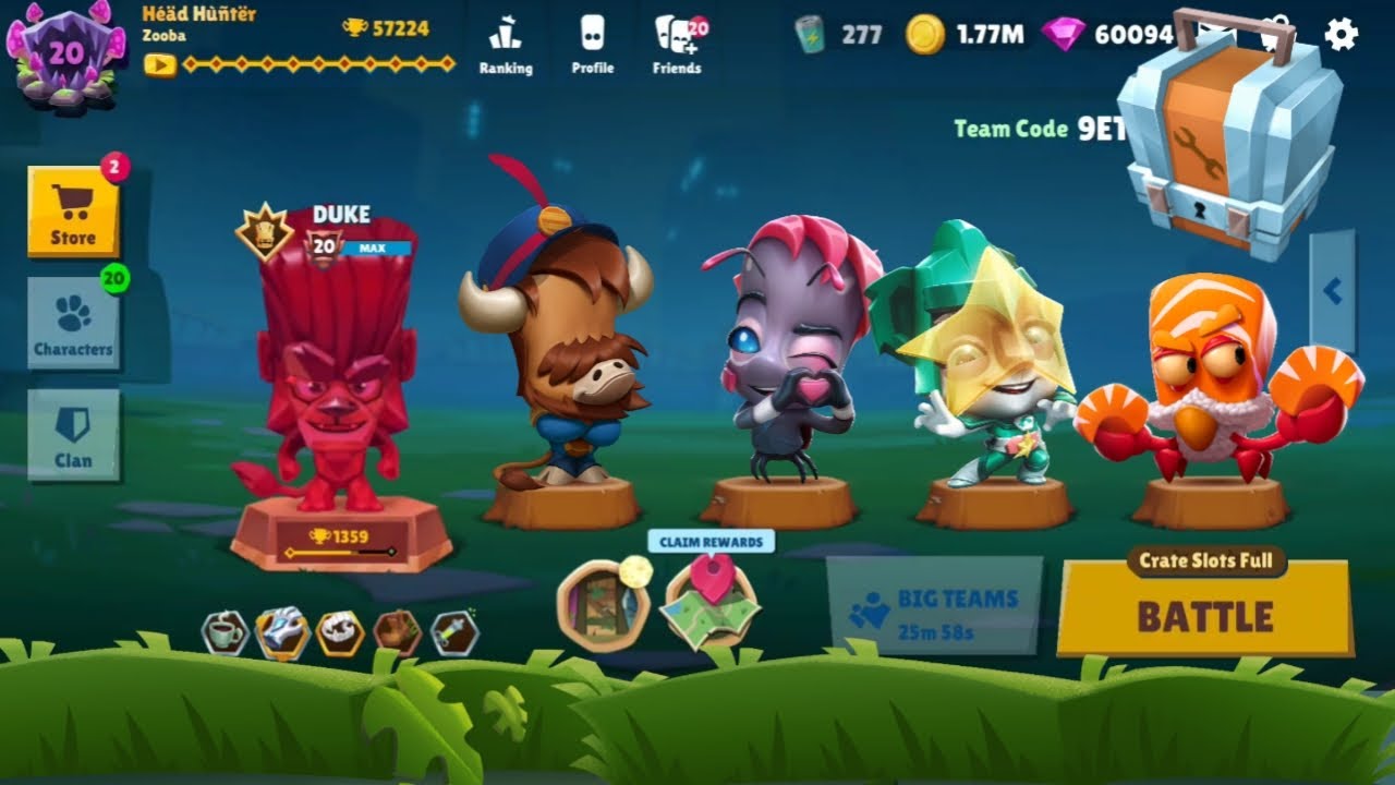 Zooba Squad Buck Duke Buddy Caly Earl Silver Crate x356 Gameplay - YouTube