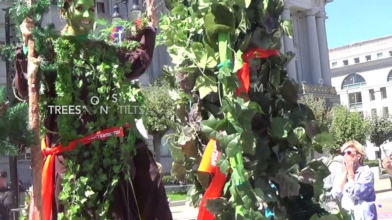 "Trees" on stilts, Rise for Climate march, SF, 9-8-18 - YouTube