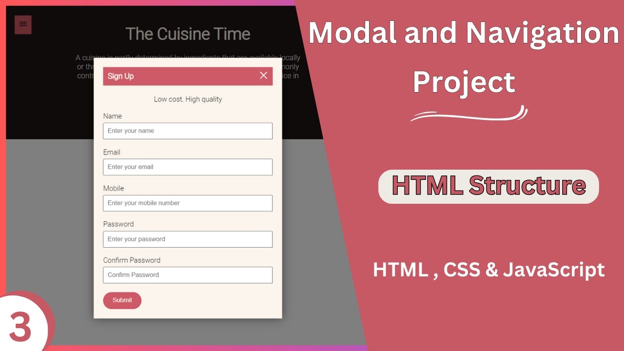 JavaScript Signup Modal and Navigation - HTML Structure #3 - YouTube