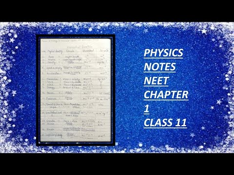 PHYSICS NOTES NEET CHAPTER 1 CLASS 11 HANDWRITTEN PDF - YouTube