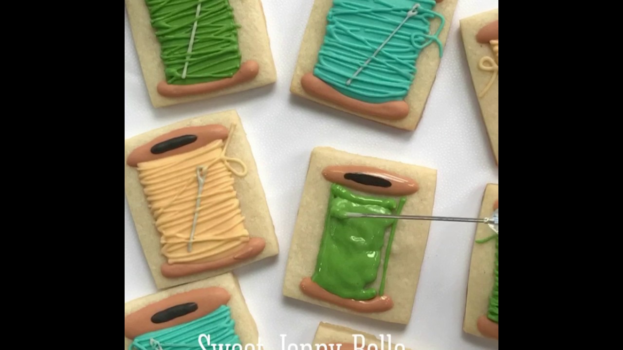 Easy Quilting Cookies - Thread Spool Decorated Cookies - YouTube