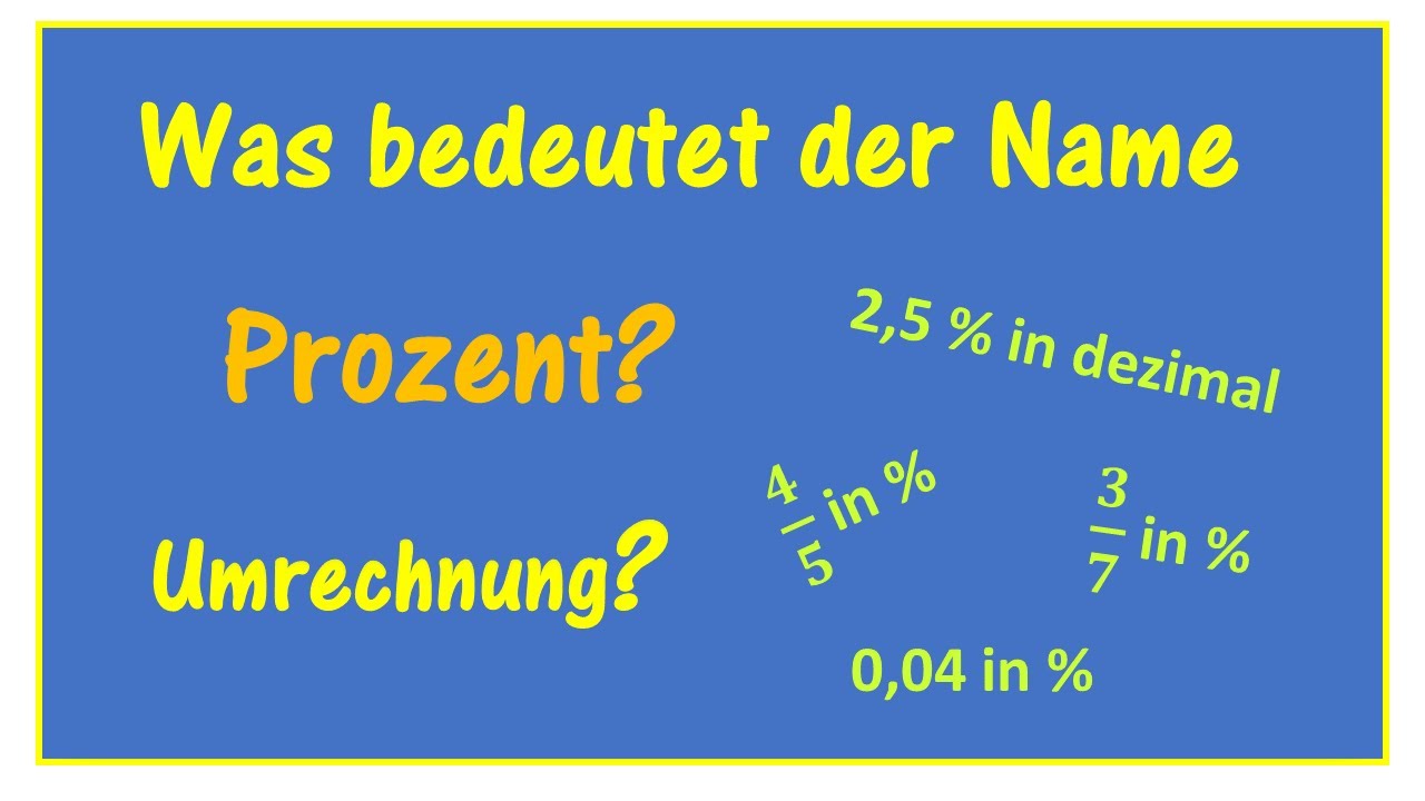 Was bedeutet eigentlich Prozent? Wie geht die Umrechnung? - YouTube