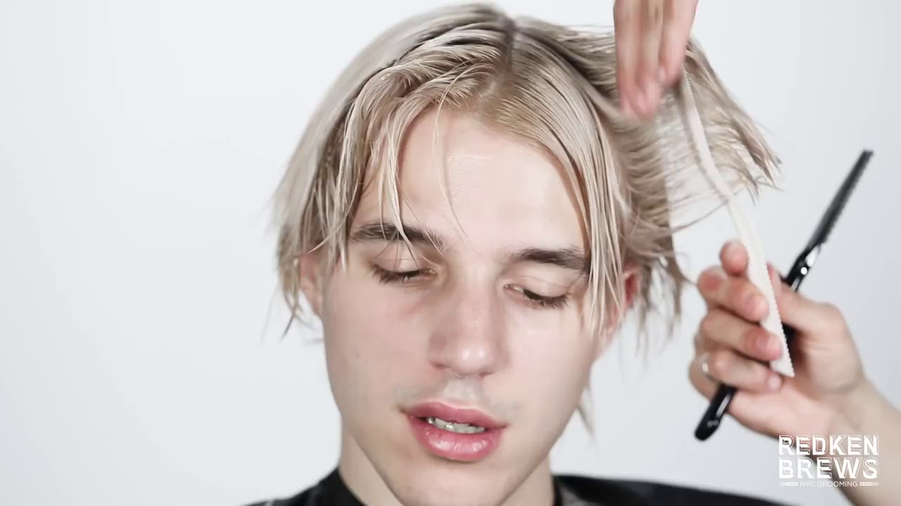 Matte and Modern Textured Sweep Back Hairstyle %7C Redken Brews - YouTube