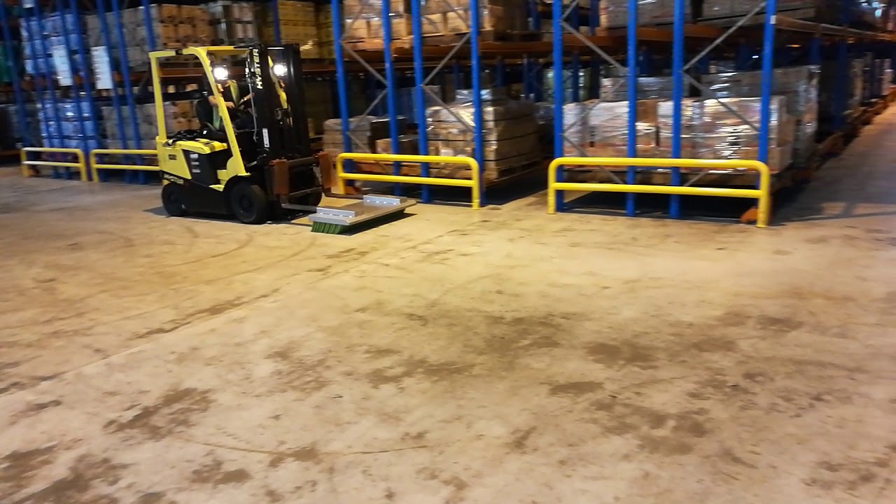 Fork Lift Attached Broom demo 1 - YouTube