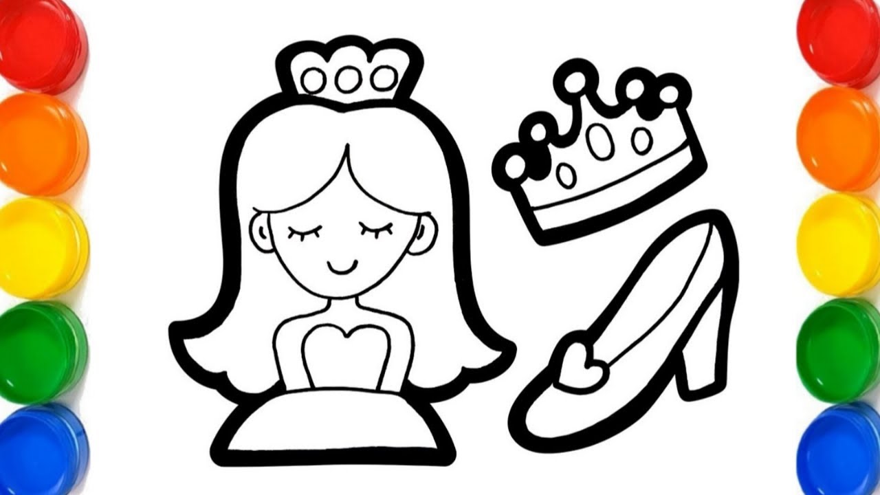 How to draw Princess & Fish 🐟for kids* Cute Princess drawing, colouring ...