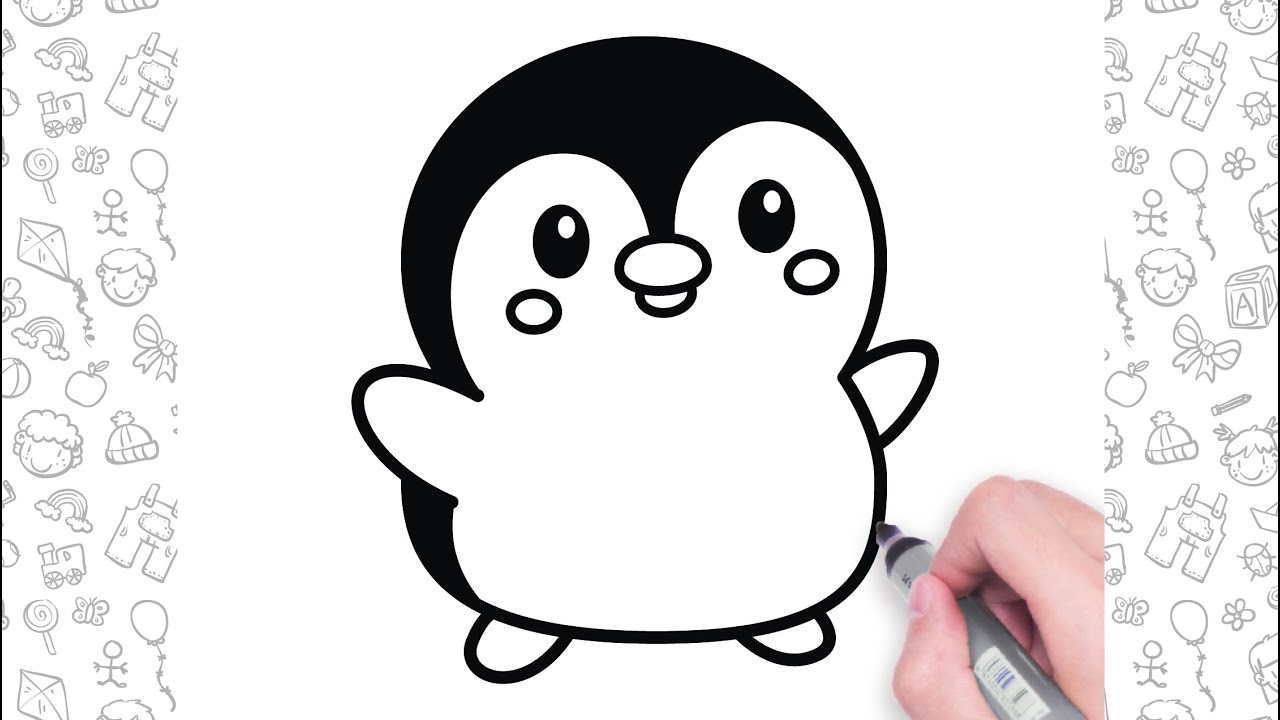 How to Draw a Cute Penguin Easy | Bolalar uchun pingvin chizish | 쉬운 펭귄 ...
