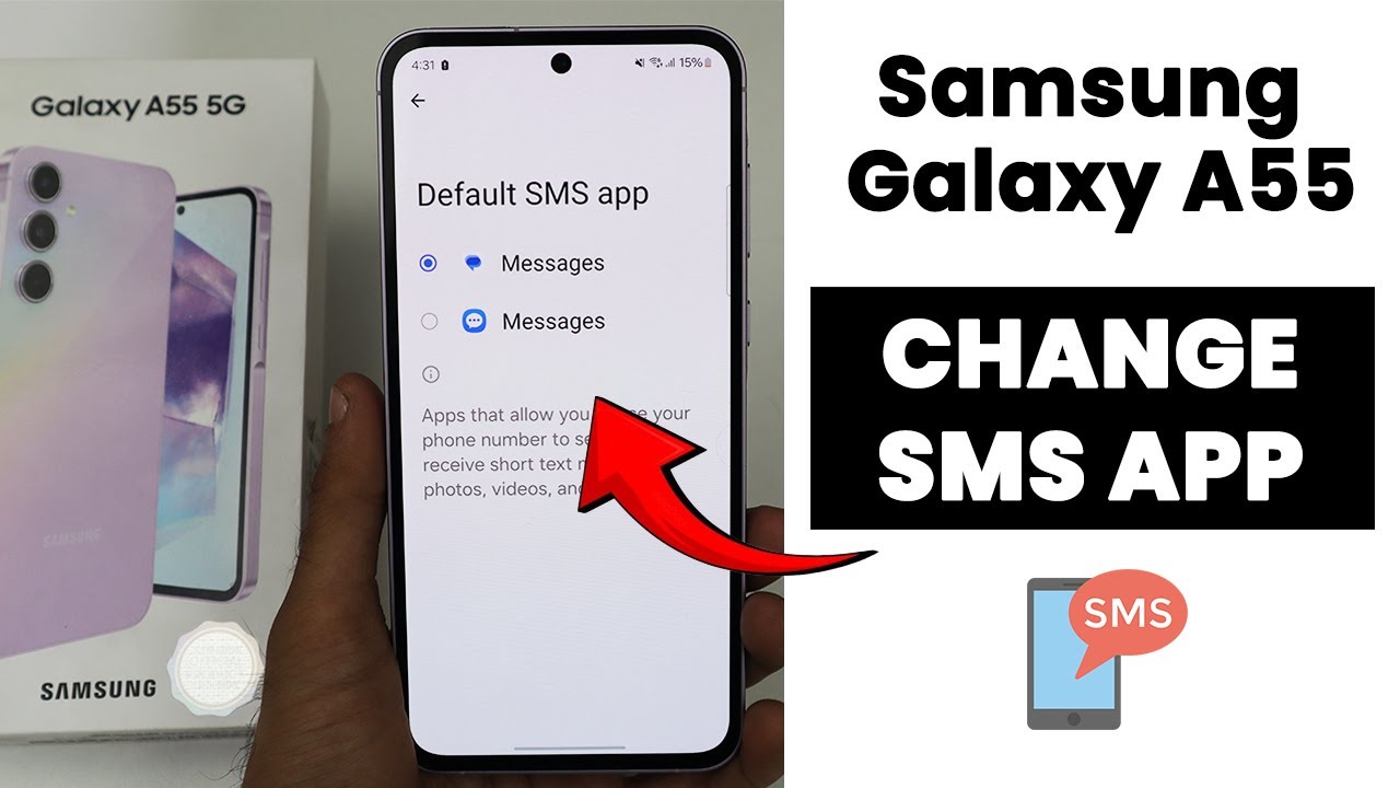 Samsung A35/A55 5G: How to Change Default SMS App - YouTube