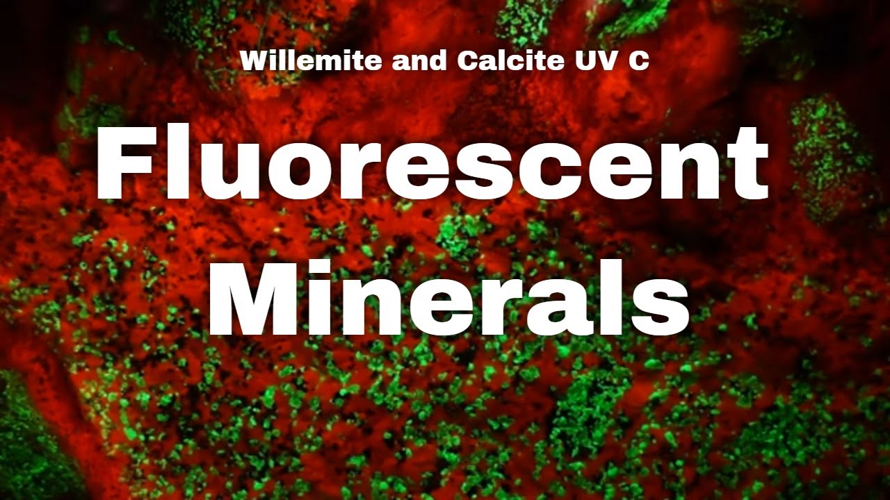 Willemite and Calcite UV C Fluorescent Mineral Display - YouTube