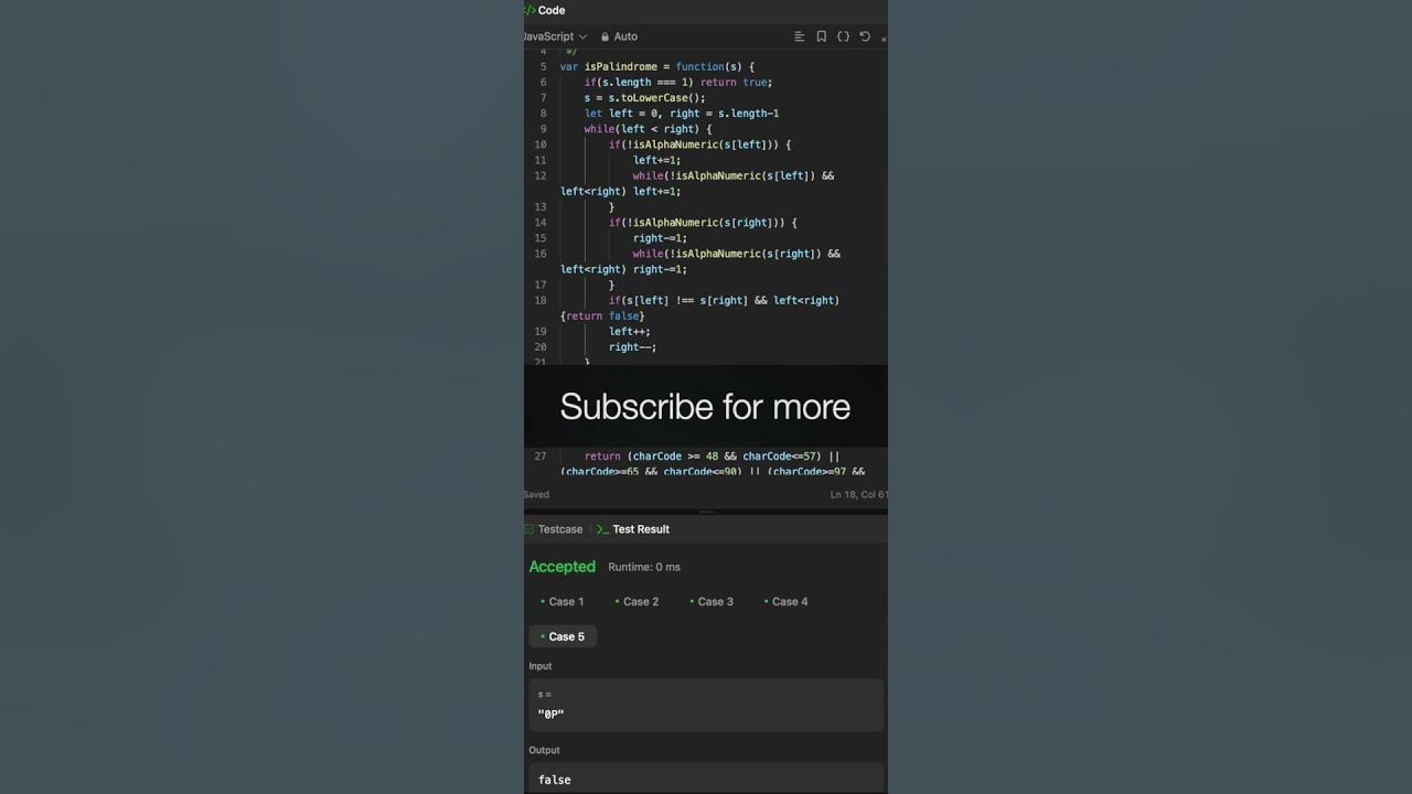 Leetcode 125 Valid Palindrome Javascript Solution Shortsfeed