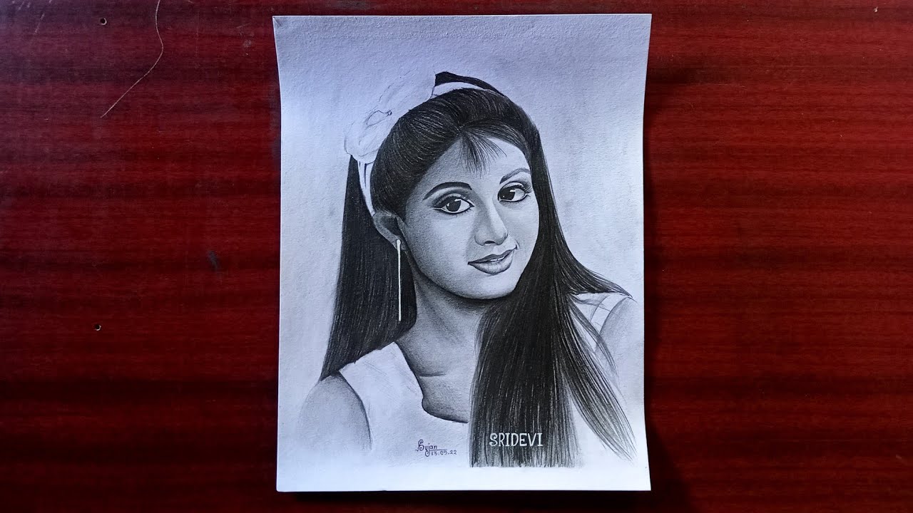 how to draw sridevi sketch//tribute to sridevi Kapoor//sridevi Chandni ...