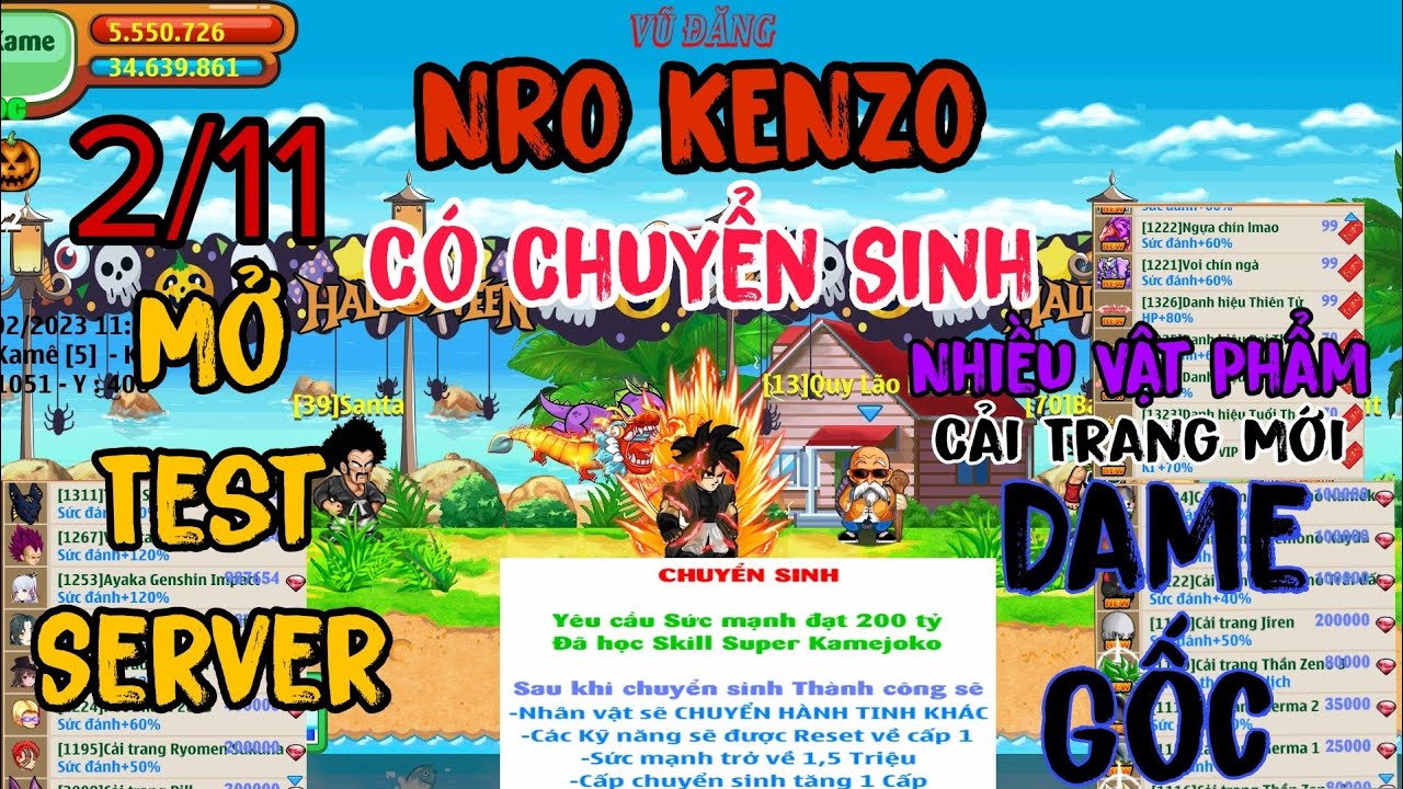 Game Lậu|Nro kenzo mở test 2/11 nhiều vật phẩm mới cải trang xịn có ...