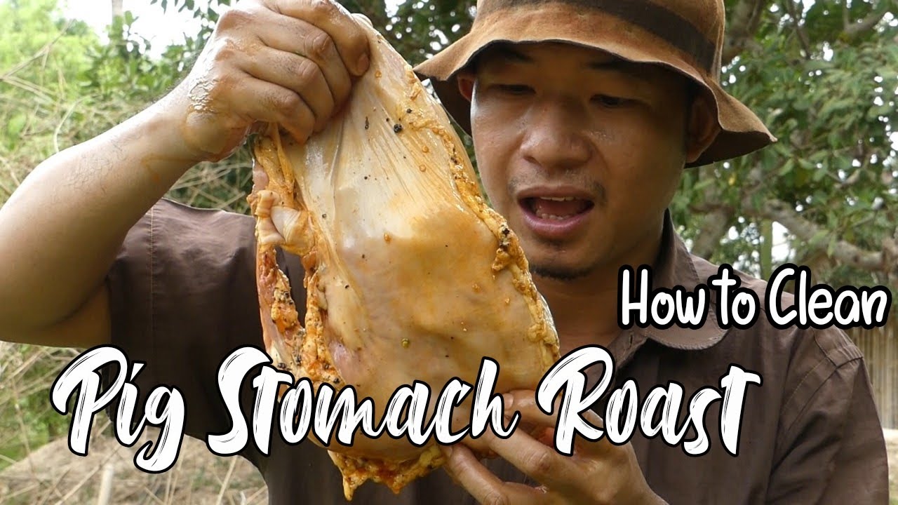Put vegetables in the Pork's stomach Roast Recipe and Clean Pig's ...