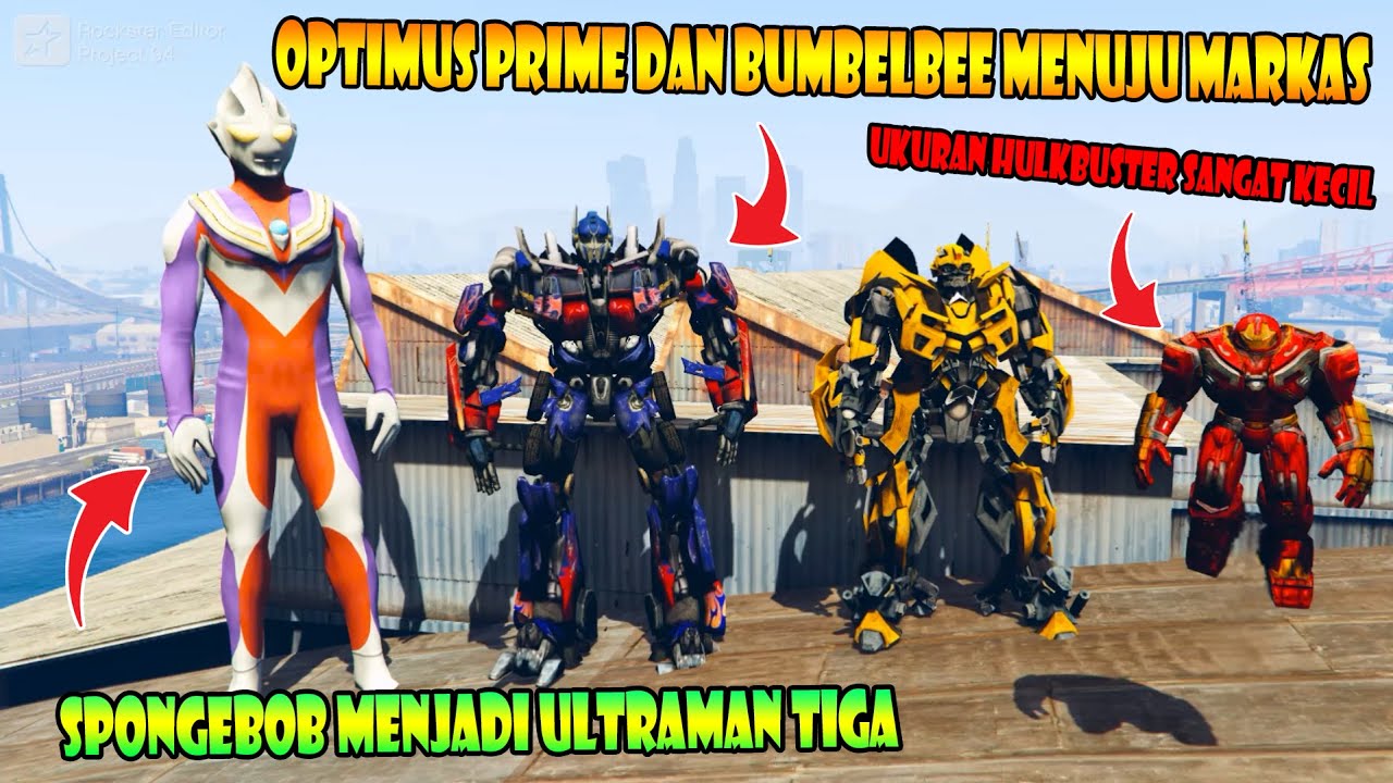 OPTIMUS PRIME DAN BUMBLEBEE MENUJU KE MARKAS IRON MAN! GTA 5 MODS ...