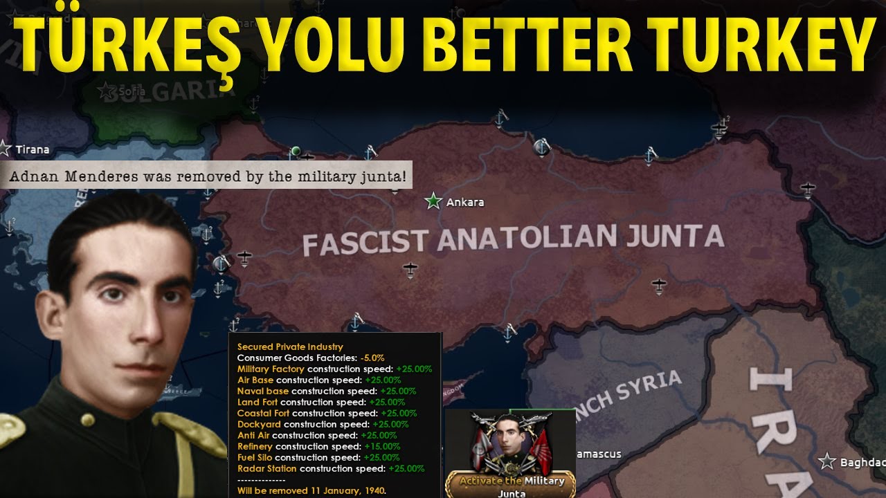 TÜRKEŞ YOLU | Hearts Of Iron 4 | Better Turkey+ 60 Darbesi Yolu #1 ...