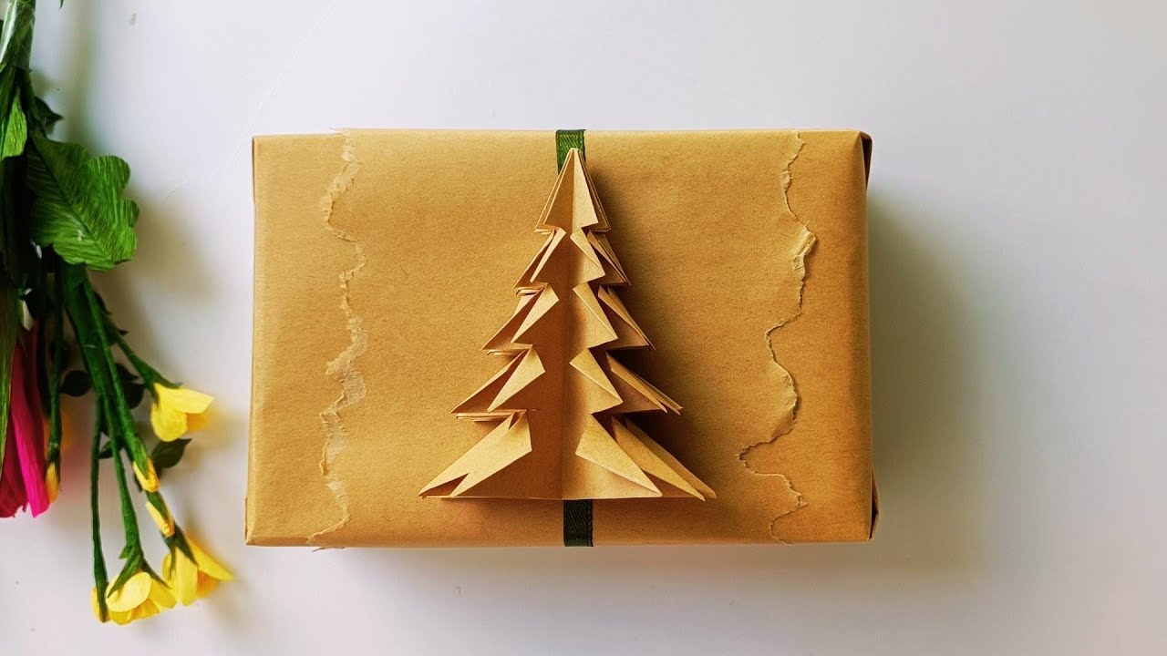 How To Wrap a Gift Box With With Christmas Tree Outside - YouTube